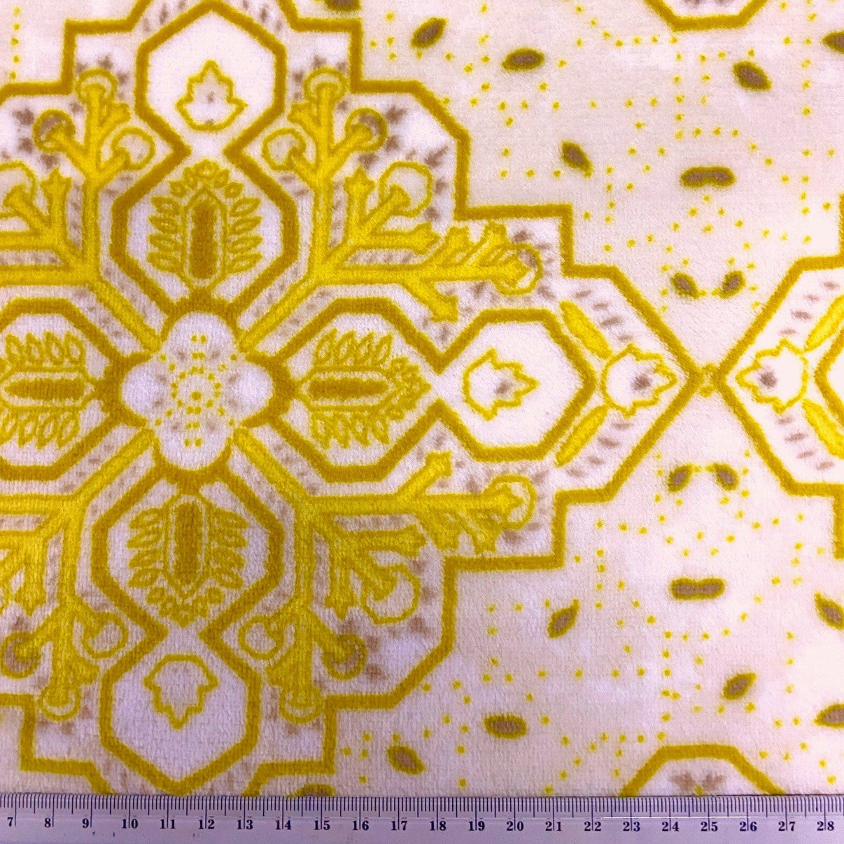 Printed Coral Fleece Fabric, White Gold Abstract-155cm – Lincraft New ...