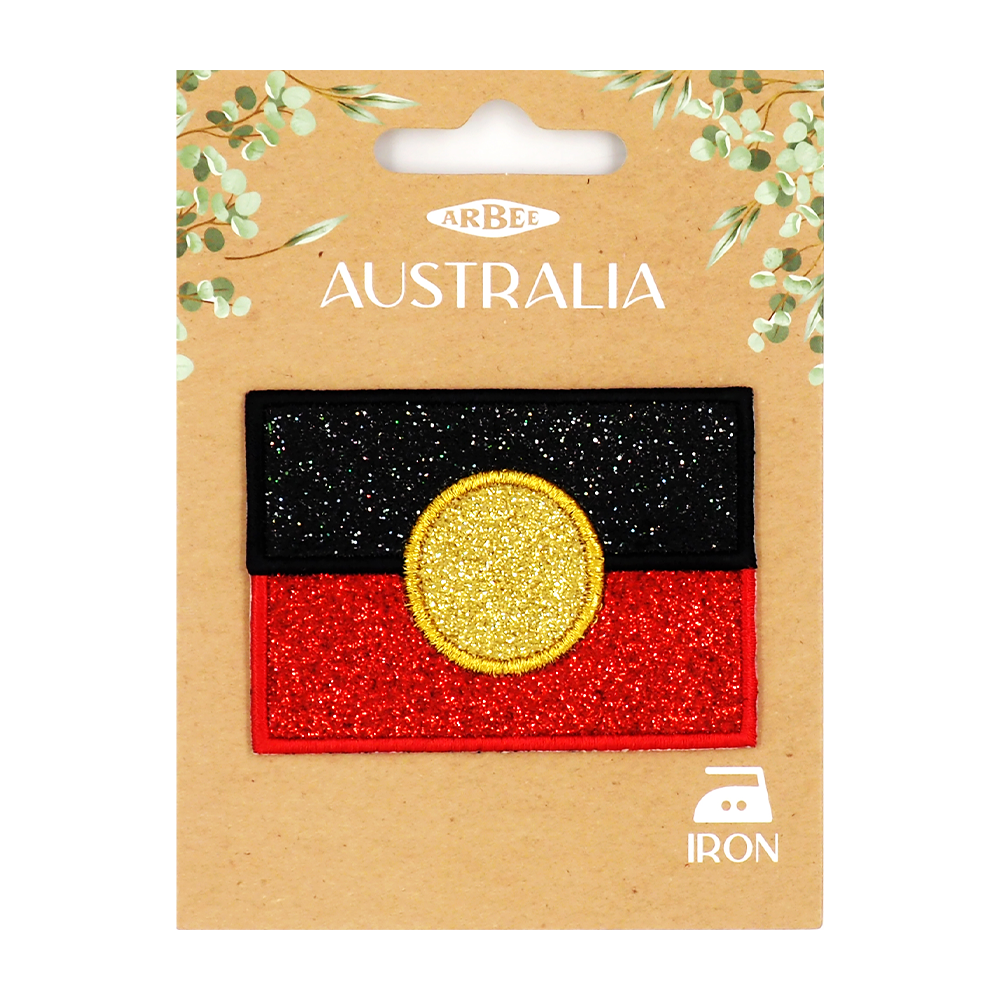 Arbee Crafty Patch, Aboriginal Glitter Flag- 1pc – Lincraft New Zealand