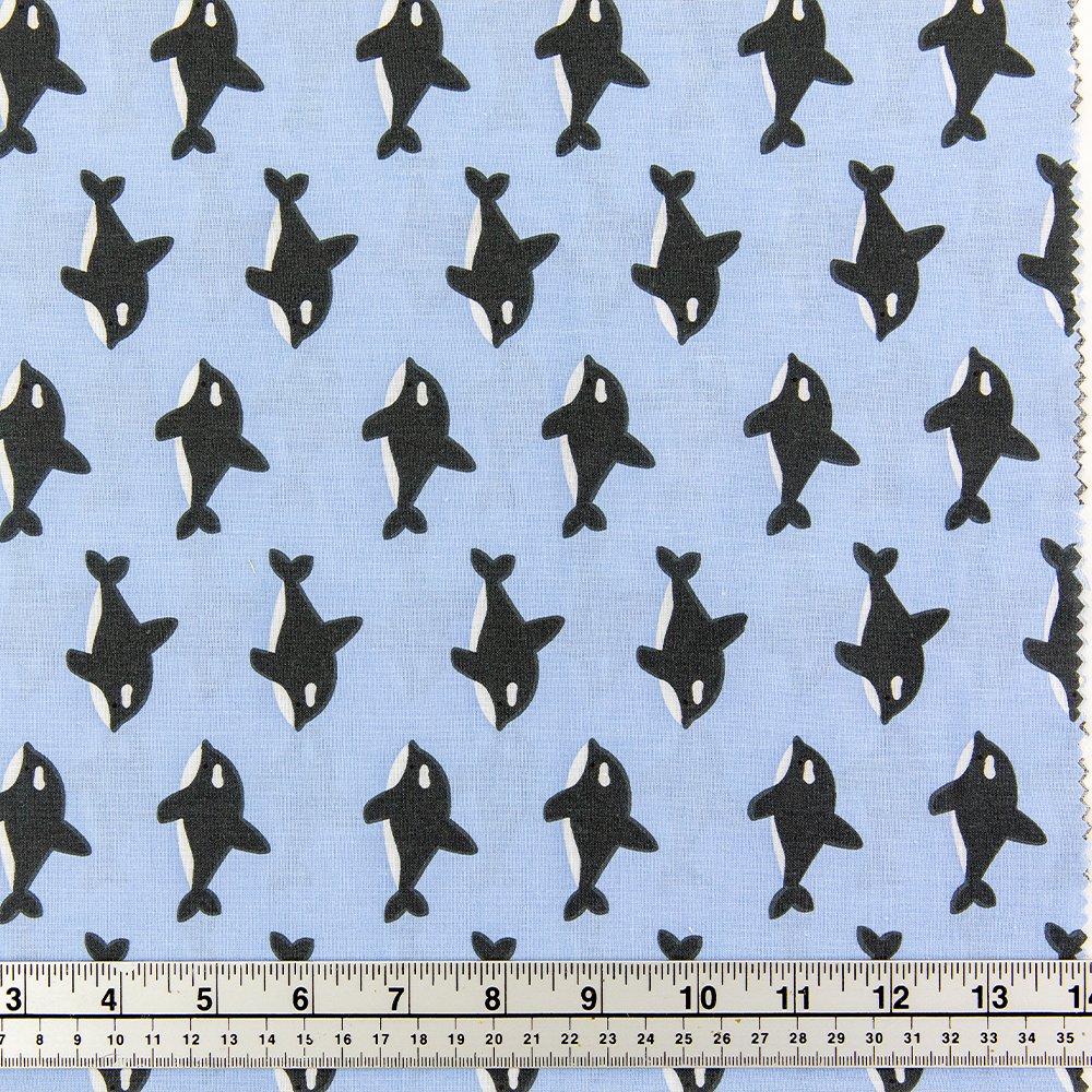 Print Craft & Quilting Fabric, Orcas On Light Blue- Width 112cm ...