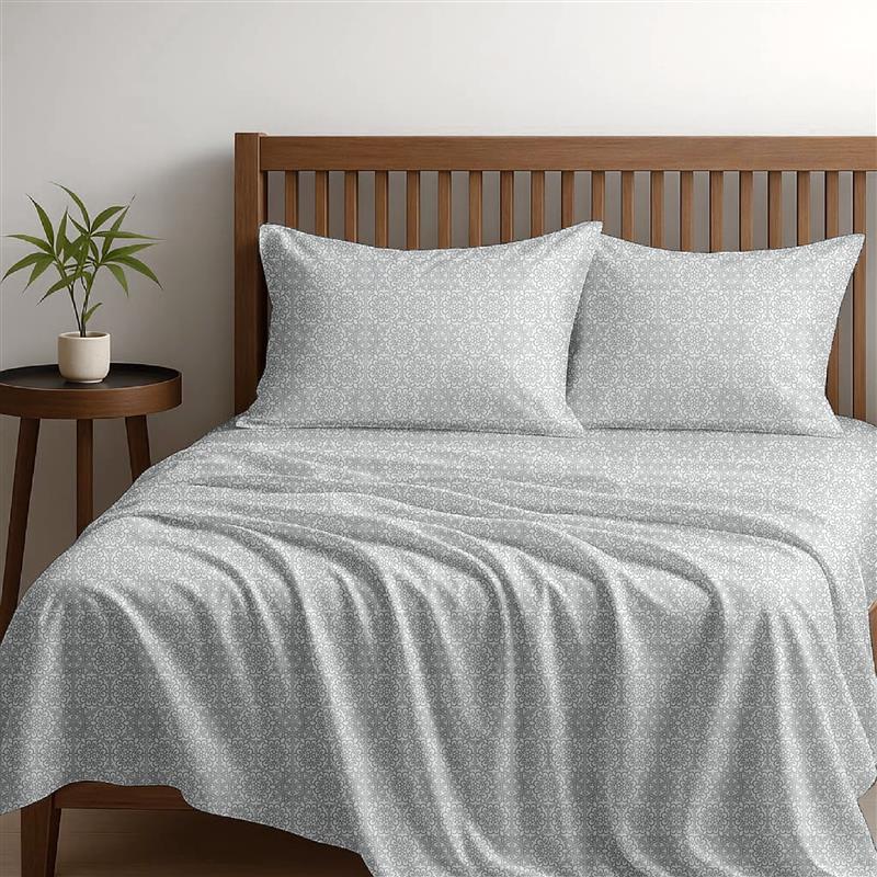Alaria Printed Cotton Sheet Set, Single Bed- Symmetry – Lincraft New ...