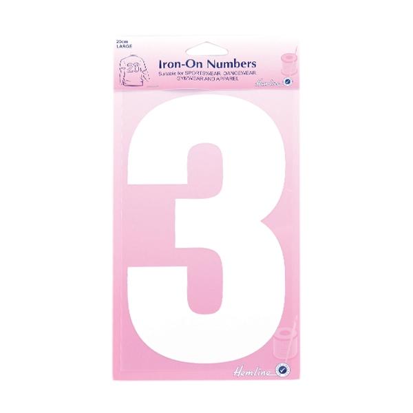 Hemline Iron On Numeral, White 3- 20cm – Lincraft New Zealand