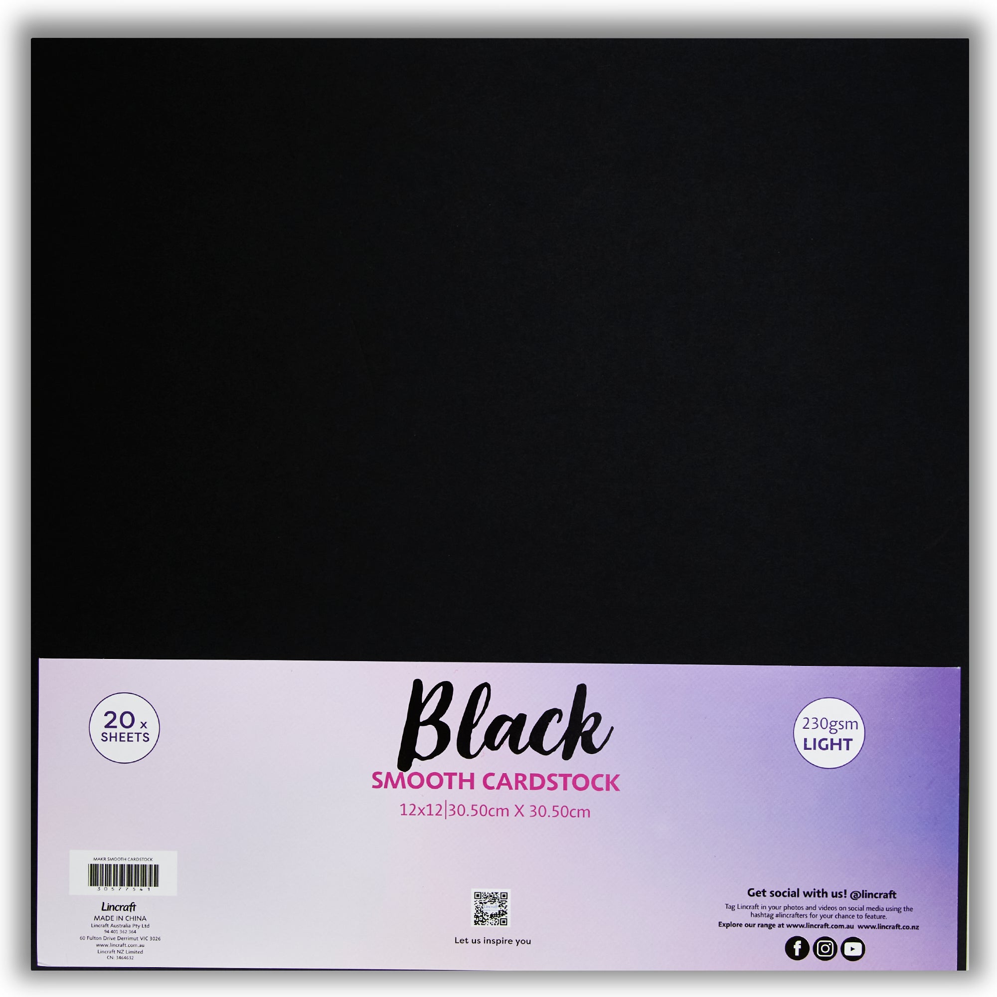 Makr Smooth Lightweight Cardstock, Black- 12x12in – Lincraft New Zealand
