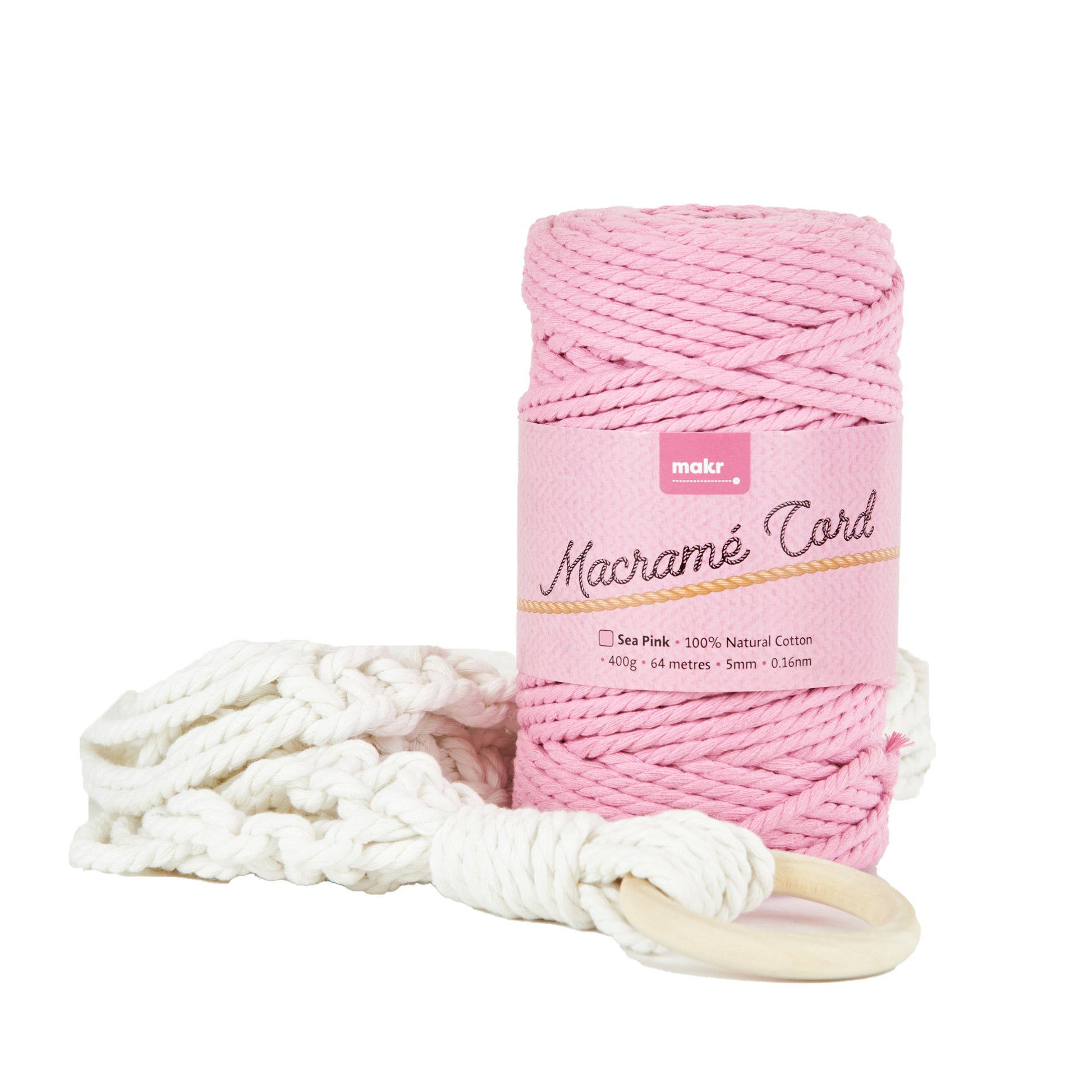 Makr Macrame Cord Roll, Sea Pink- 64m – Lincraft New Zealand