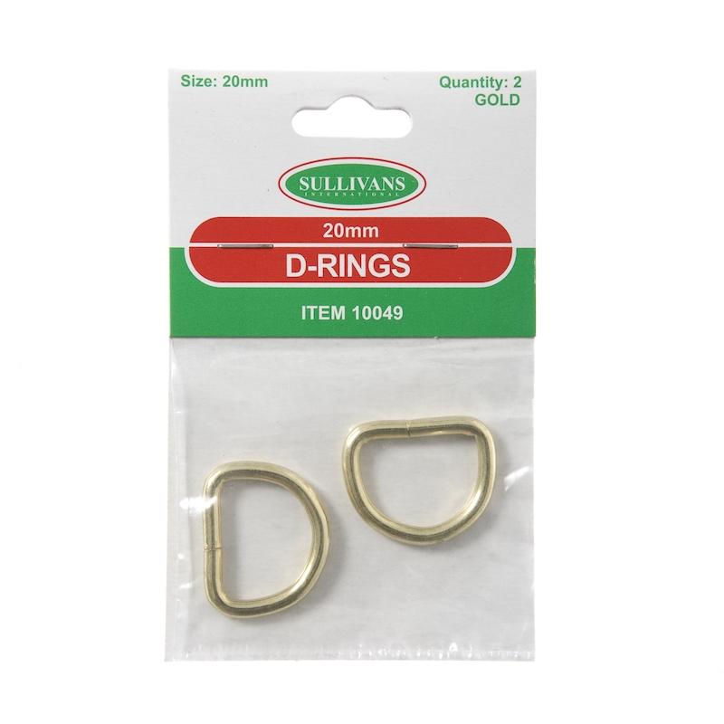 Sullivans D-Rings Size 20mm, Gold- 2pk – Lincraft New Zealand