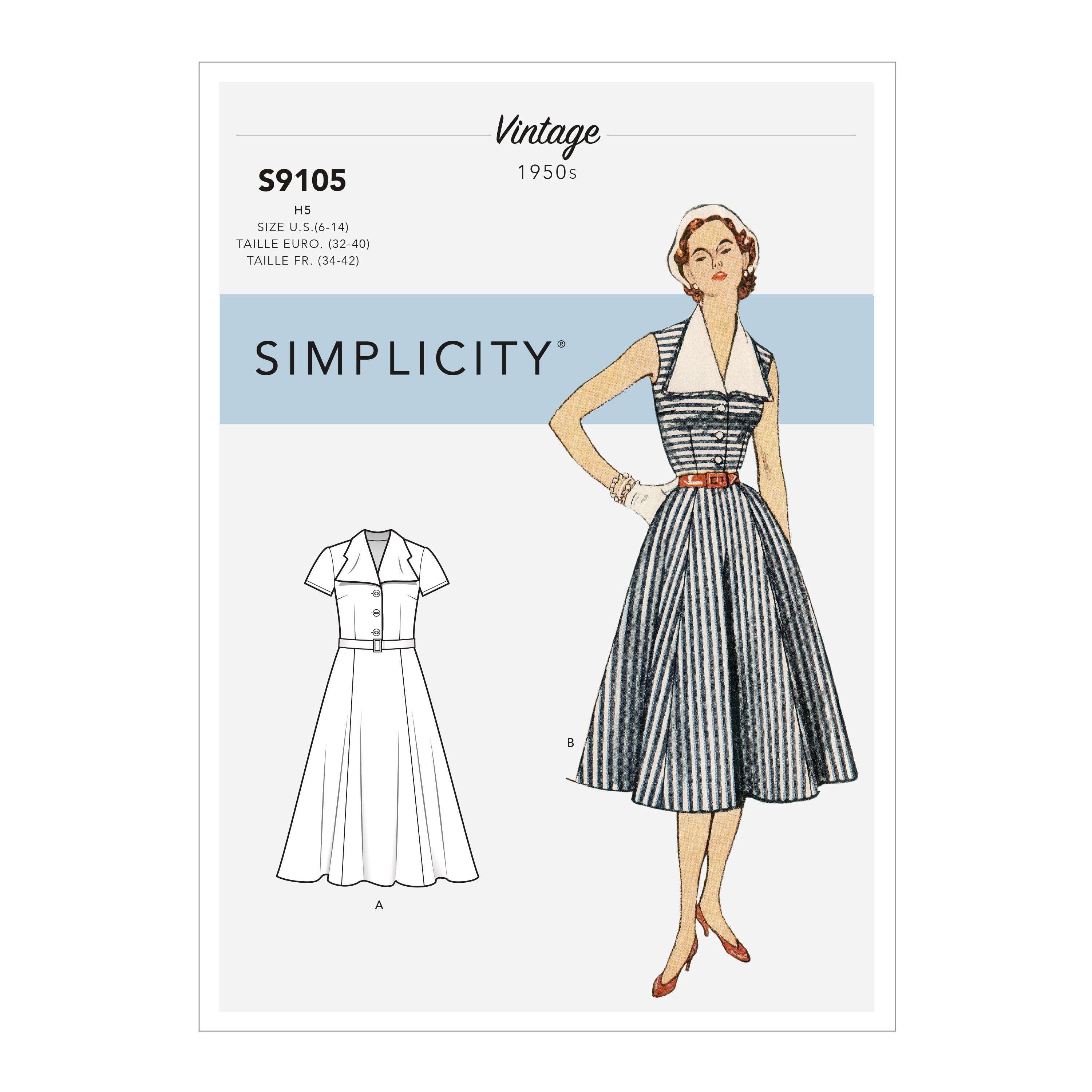 Simplicity Pattern 9105 Misses' Vintage Dress With Detachable Collar ...